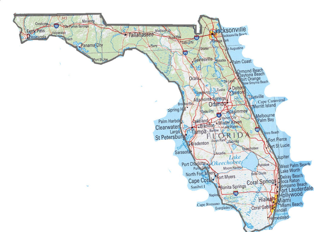 Laminated Map Florida State Map Poster 20 X 30 Walmart | Maps Of Florida