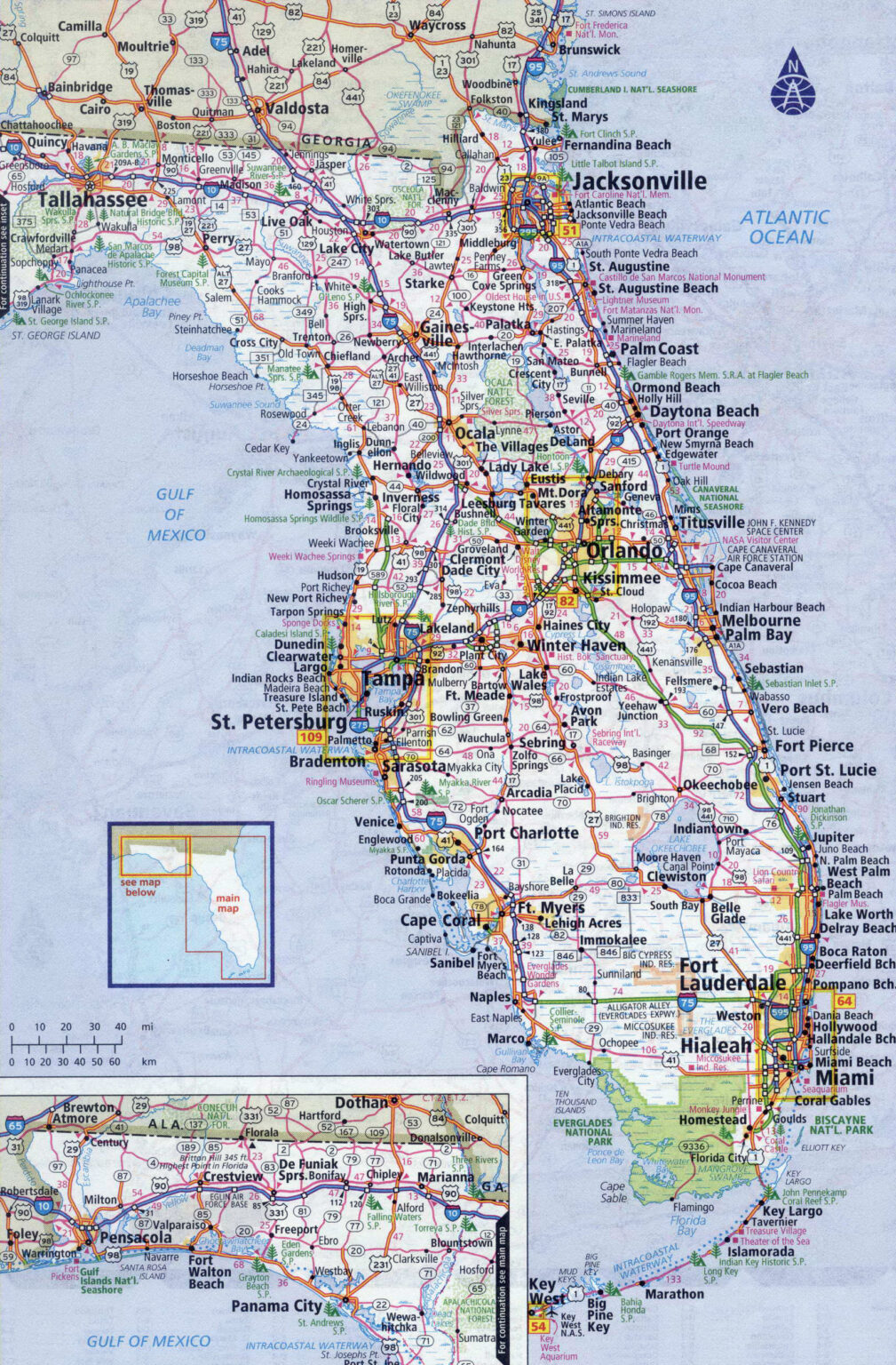 Large Detailed Roads And Highways Map Of Florida State With All Cities ...