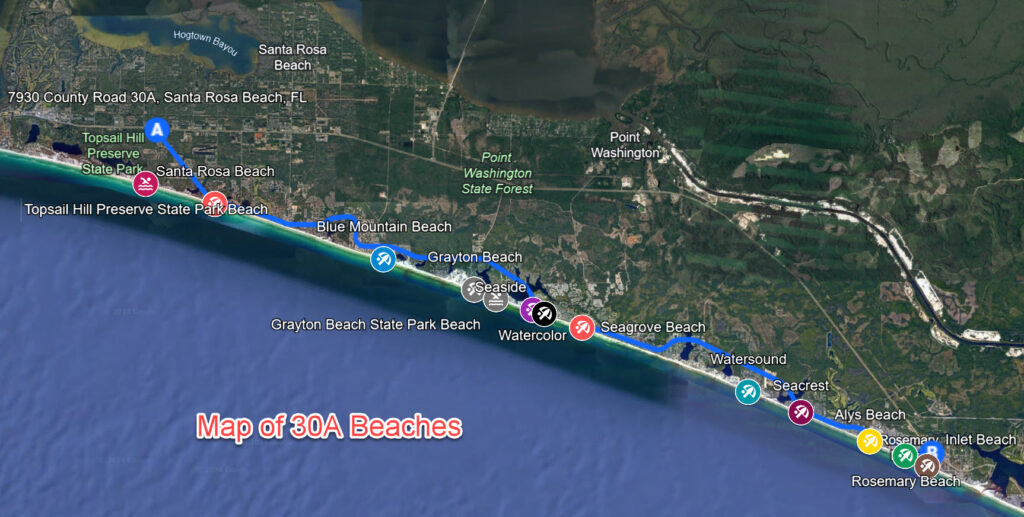 Map Of 30a Florida Beaches | Maps Of Florida