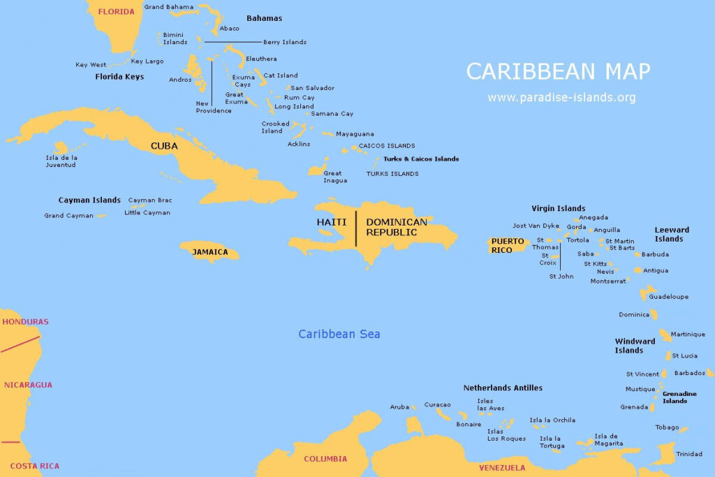 Map Of Florida And Caribbean Islands | Maps Of Florida