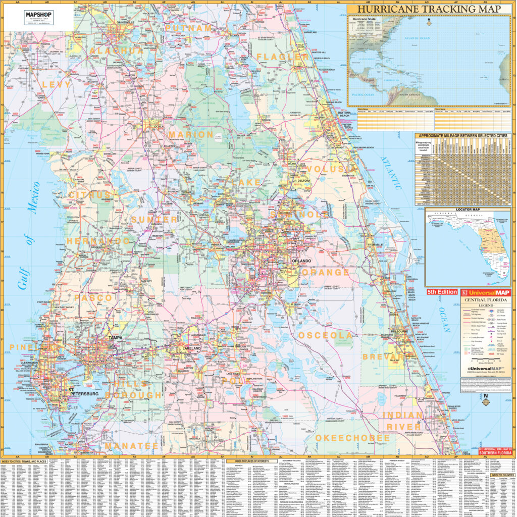 Central Florida Regional Wall Mapkappa - The Map Shop With Regard To ...