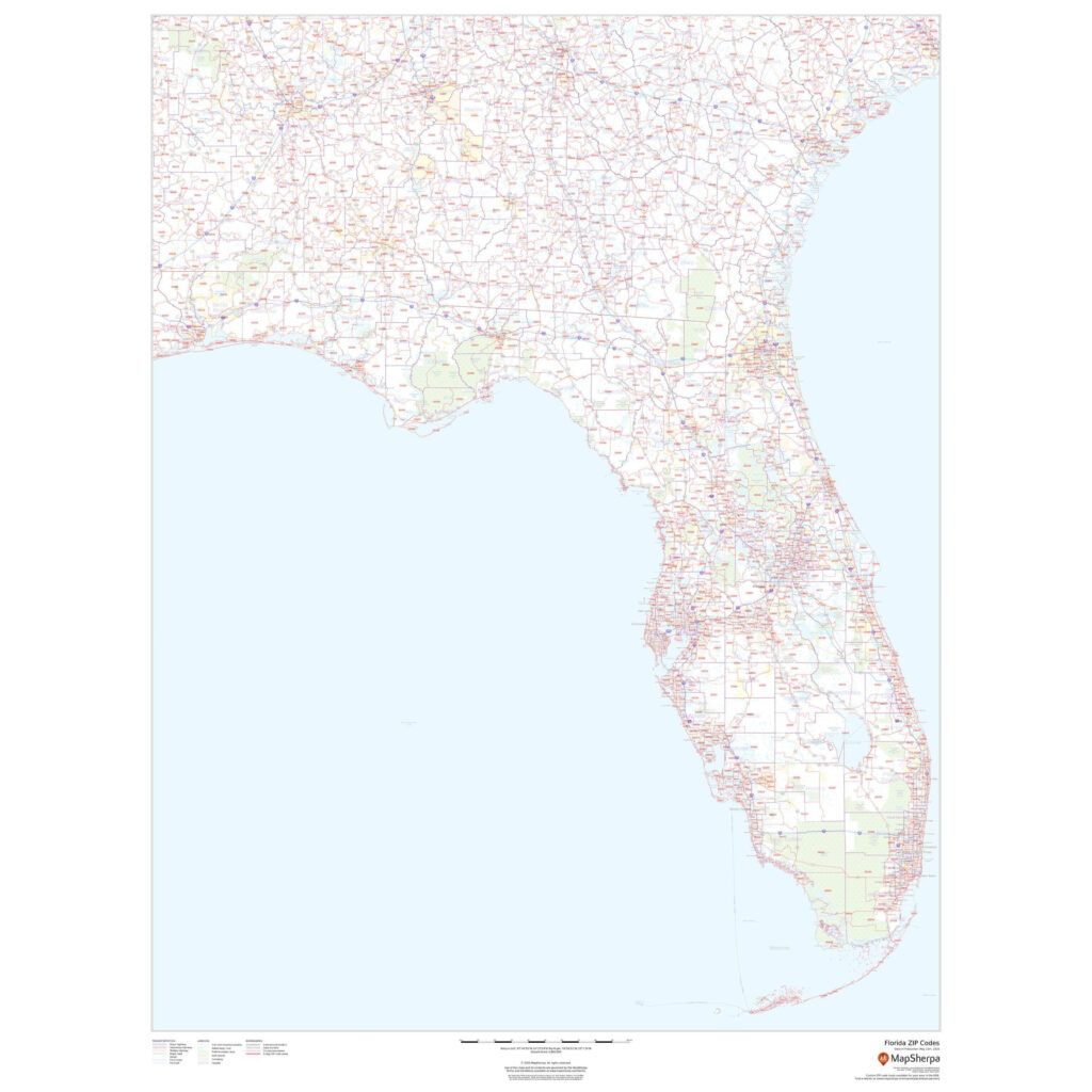 Florida - Zip Code Mapmap Sherpa - The Map Shop In State Of Florida Zip ...