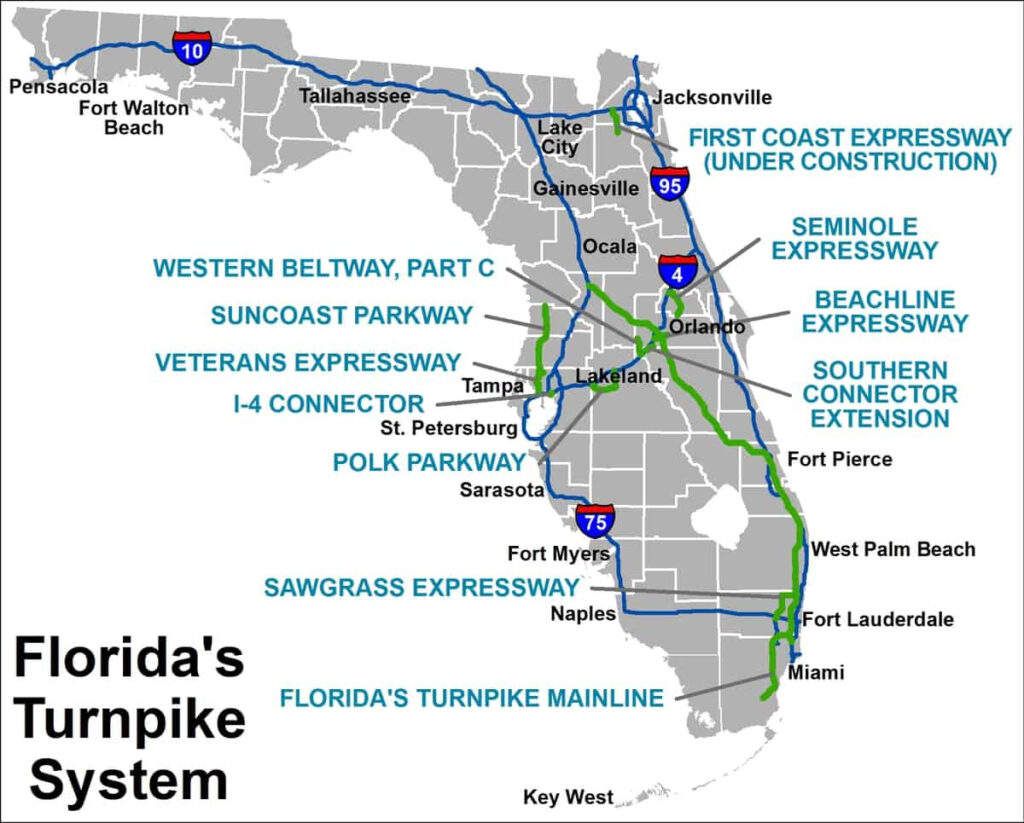 Map Of The Florida Turnpike | Maps Of Florida
