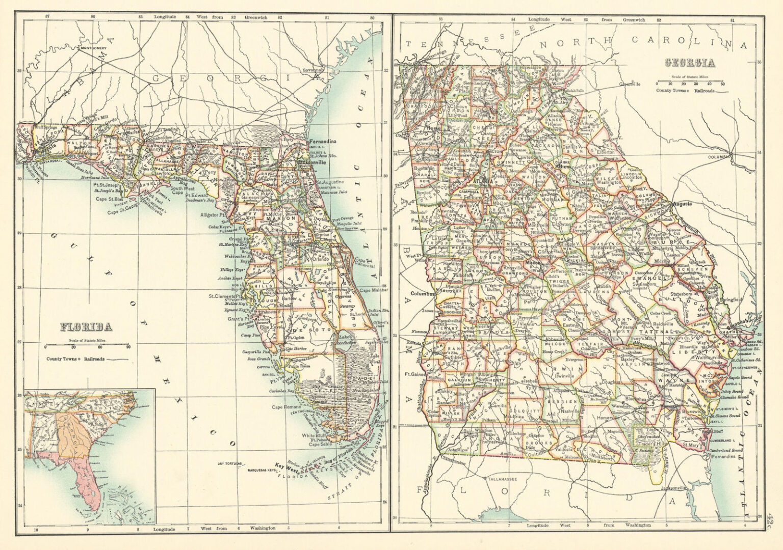 Road Map Of Georgia And Florida | Maps Of Florida