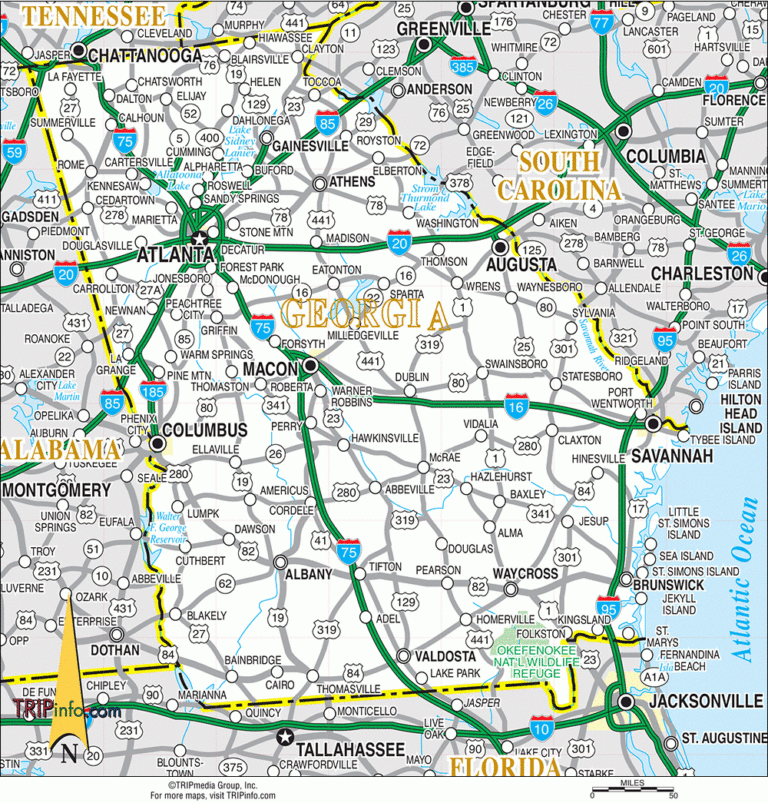 Highway Map Of Georgia And Florida | Maps Of Florida