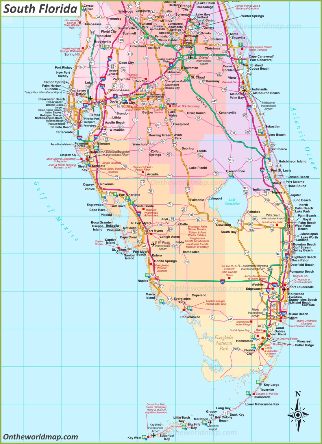 Map Of South Florida Towns | Maps Of Florida